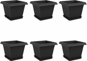 Květináče 6 ks Černá Plast 3403300