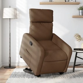 Zvedací polohovací křeslo hnědé textil 3206703