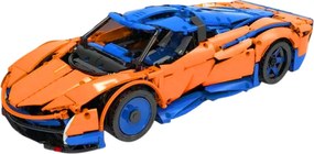 LEAN Toys Stavebnicové kostky – RC sportovní auto, modro-oranžové, 1883 dílů