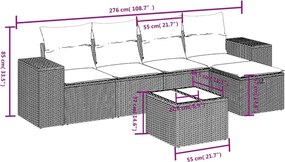 6dílná zahradní sedací souprava s poduškami šedá polyratan 3264406