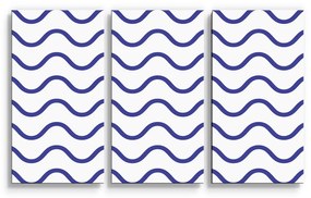 Sablio Obraz - 3-dílný Modré vlnky - 120x80 cm