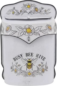 Krémová retro poštovní schránka s včelou Busy Bee Hive - 24*10*35 cm