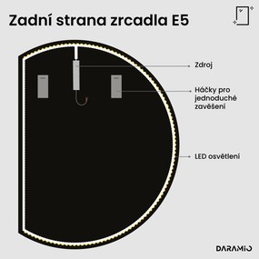 Půlkruhové zrcadlo do koupelny s LED osvětlením E5