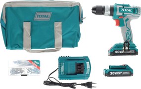 Vrtací šroubovák aku s příklepem, 20 V Li - ion (2x), 2000 mAh, v tašce, sada 50 ks TOTAL TIDLI2002E