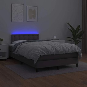 Box spring postel s matrací a LED šedá 120 x 190 cm umělá kůže 3270139