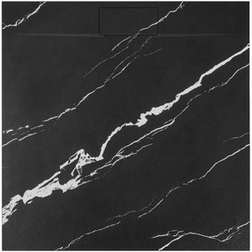 Rea Bazalt Carrara, SMC sprchová vanička 90x90, černá-kamenný vzor, ​​REA-K7003