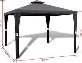 vidaXL Altán se střechou 3 x 3 m tmavě [41451] Barva: krémová