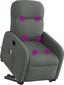 Elektrické zvedací masážní polohovací křeslo tmavě šedé textil 3303003