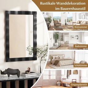 Costway Farmhouse Rubberwood Frame Dřevěné nástěnné zrcadlo Rustikální