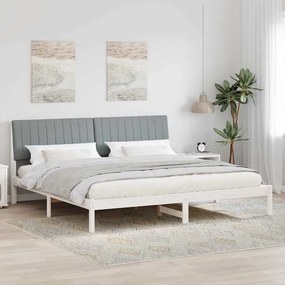 Rám postele s čelo Bílá 200 x 200 cm Masivní borové dřevo 3394402