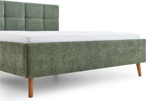 Khaki čalouněná dvoulůžková postel s úložným prostorem s roštem 180x200 cm Nova – Meise Möbel
