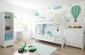 BabyBeds Dětská patrová postel DOMEK II 180x80 Barevné provedení: Bílá, Úložný prostor: Ne, bez úložného prostoru