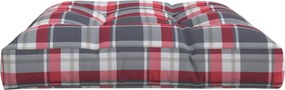 Poduška na palety červená károvaná 120 x 80 x 12 cm textil 314421