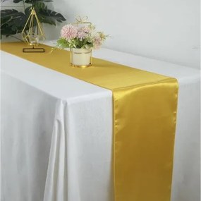 Saténový běhoun na stůl 900x36cm HQ Ruhhy 25065, zlatá