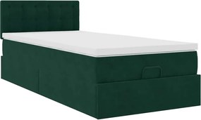 Osmanský rám postele s matrací tmavě zelené 100x200cm samet 3312749