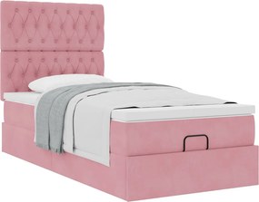 Osmanský rám postele s matracemi růžová 80x200cm samet 3313510