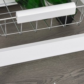HOMCOM Kuchyňský vozík na kolečkách, Servírovací vozík, 4 kovové koše + zásuvka, Kuchyňský vozík, Rám z borovicového dřeva, Pro malé prostory, Kuchyň…