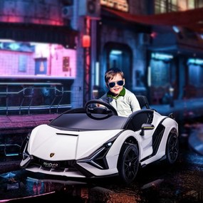 Dětské autíčko HOMCOM Lamborghini, s dálkovým ovládáním, 3 rychlosti, bezpečnostní pásy, hudební (MP3/USB) světlo, nosnost 25 kg, pro 37-60 měsíců, b…