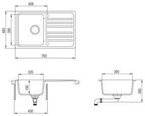vidaXL Žulový kuchyňský dřez single s odkapávačem reverzibilní bílá