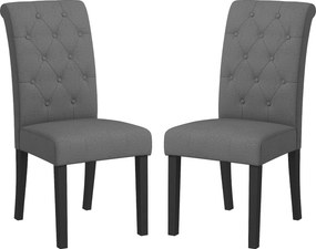 HOMCOM Sada 2 jídelních židlí – Kuchyňská židle s pohodlnými dřevěnými nohami, 47 x 61 x 101 cm, tmavě šedá