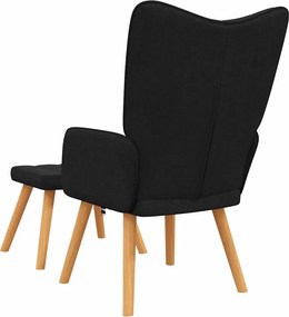 Relaxační křeslo se stoličkou černé textil 327936
