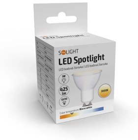 Solight LED žárovka, bodová , 5W, GU10, 3000K, 425lm, bílá