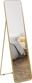 HOMCOM Zrcadlo na celé tělo 160 x 40 cm Slimming stojací zrcadlo s kovovým rámem a nerozbitným sklem, zrcadlo do obývacího pokoje, ložnice, chodby, Zl