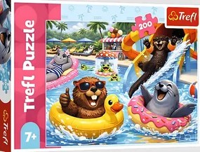 TREFL Puzzle Bobři v bazénu / 200 dílků / 48 x 34 cm