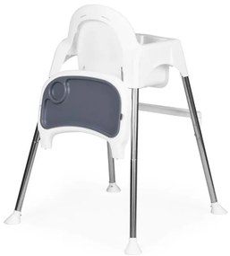 Židle na krmení 2v1 bílá s šedým tácem