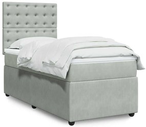 Box spring postel s matrací světle šedá 90x190 cm samet 3292226