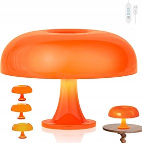 Stolní Lampa Ve Tvaru Houby, Tři Barevné Teploty, Retro Oranžová