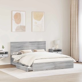 Postel s úložným prostorem se zásuvkou Šedá Sonoma 160 x 200 cm 3410782