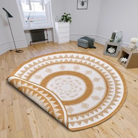 NORTHRUGS - Hanse Home koberce Kusový koberec Twin Supreme 105790 Jamaica Ochre kruh – na ven i na doma - 140x140 (průměr) kruh cm