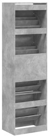 Botník se 4 výklopnými zásuvkami betonově šedý 60 x 42 x 204 cm - Default Title