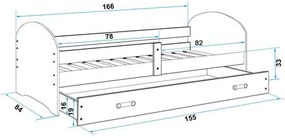Dětská postel LUKI 1 160x80 cm Bílá Cars