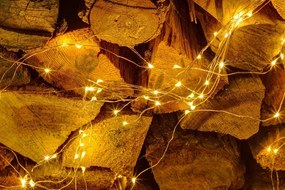 LED světelný řetěz, kapičky, 12 pramenů × 1,5 m venkovní, teple bílá, 180 diod, měděný kabel, IP44, vč. zdroje