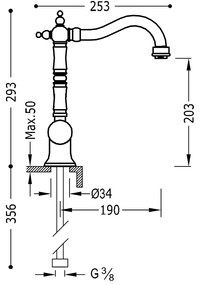 Tres Clasic páková umyvadlová retro baterie matná mosaz 24210801LM
