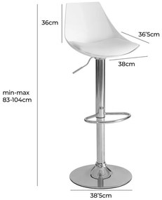 Bílé barové židle s nastavitelnou výškou z imitace kůže v sadě 2 ks (výška sedáku 56,5 cm) – Casa Selección