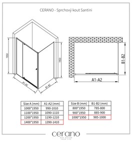 CERANO - Sprchový kout Santini L/P - chrom, transparentní sklo - 140x100 cm - křídlový
