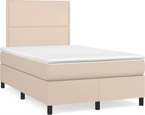 Box Spring Postel S Matrací Umělá Kůže Cappuccino Hladké s hřebíky 120 x
