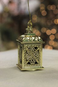LUX zlatá závěsná vánoční ozdoba lucerna 10cm