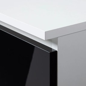 Volně stojící psací stůl Jay 90 cm bílý/černý lesk