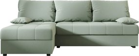 Rozkládací oboustranná sedací souprava do L VENORIA SLIM 200x143 cm, světle zelená + 2 polštářky ZDARMA