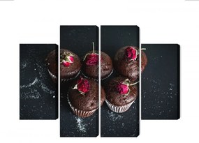 Vícedílný obraz Čokoládové Muffiny S Růží Nedostatek Nedostatek Přírodní plátno 160x120