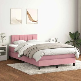 Box spring postel s matrací a LED růžová 120x220 cm samet 3317120