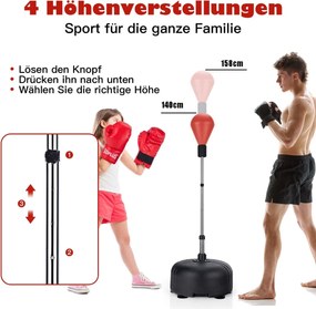 Costway Boxovací koule 140-158 cm výškově nastavitelná sada boxovacích pytlů