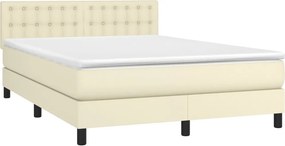 Box spring postel s matrací krémová 140x200 cm umělá kůže 3141127