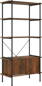 5patrový policový regál se skříňkou 80x40x163cm ocel a kompozit 336356