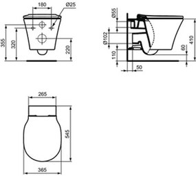 Ideal Standard Connect Air Závěsné WC Aquablade 36x54x34 cm, Ideal Plus bílá E0054MA