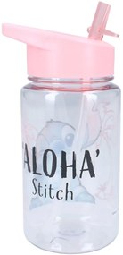 Dívčí plastová láhev na pití Lilo &amp; Stitch s brčkem - 450 ml